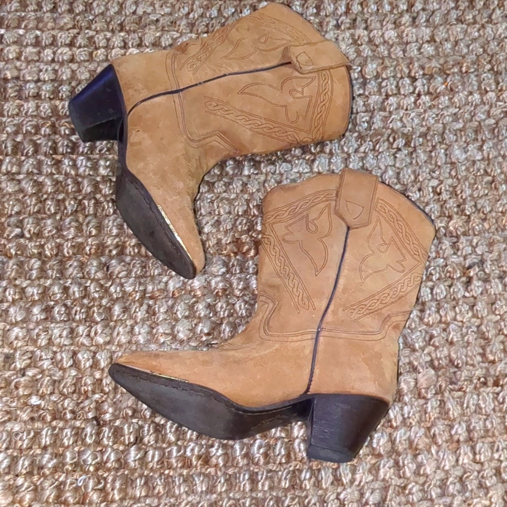 Oak Tree Farms Suede Western Boots Excellent Conditio… - Gem